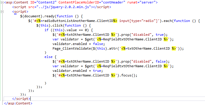Software Technologies Dynamically Enable And Disable Validators Using Jquery