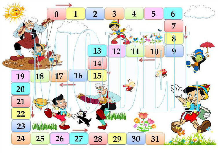 Creionasul cel Istet si prietenii: Numerele 0 - 31 plansa(labirint) COD 42