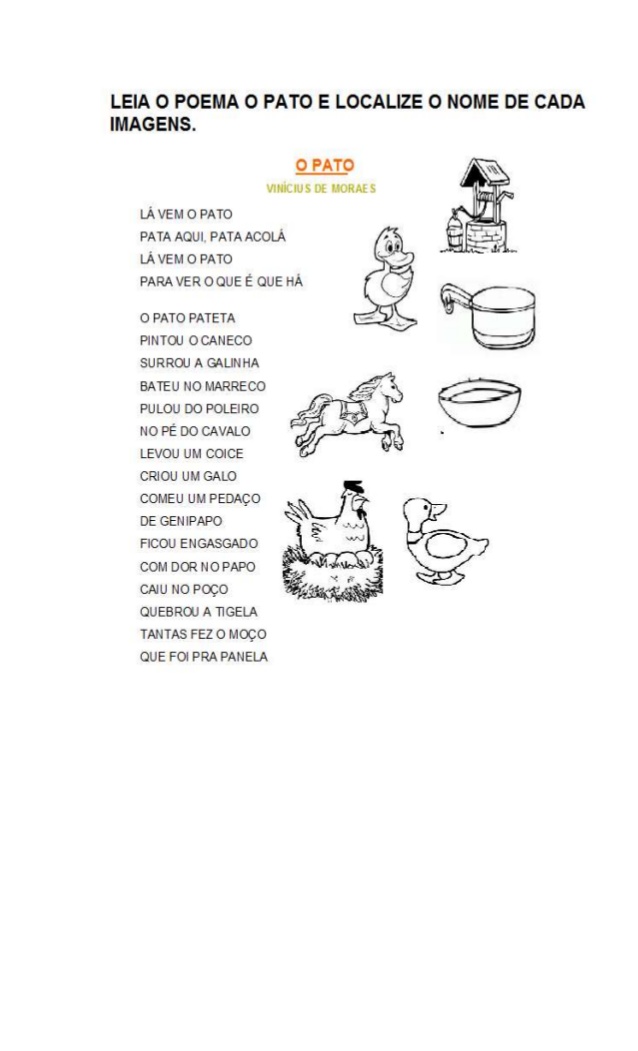 Sequência Didática com a música O pato pateta, de Vinícius de Moraes ...