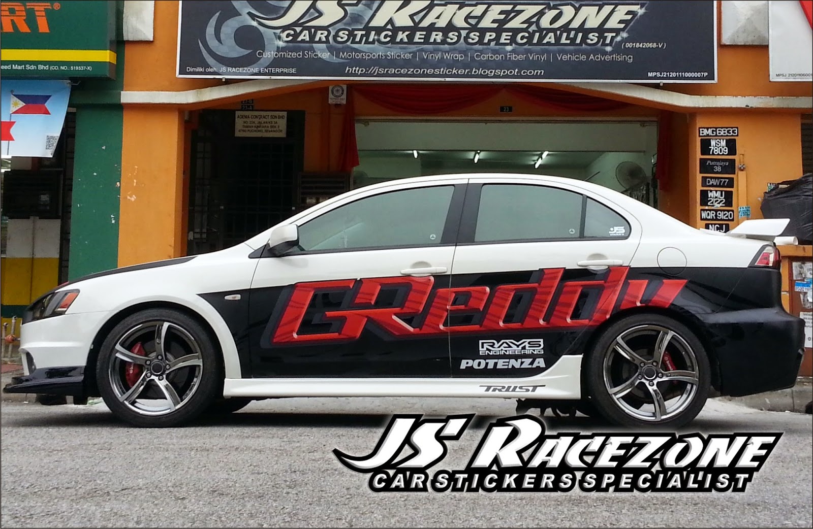 JSR Vehicle Wrap: Mitsubishi Evo X Greddy Sticker