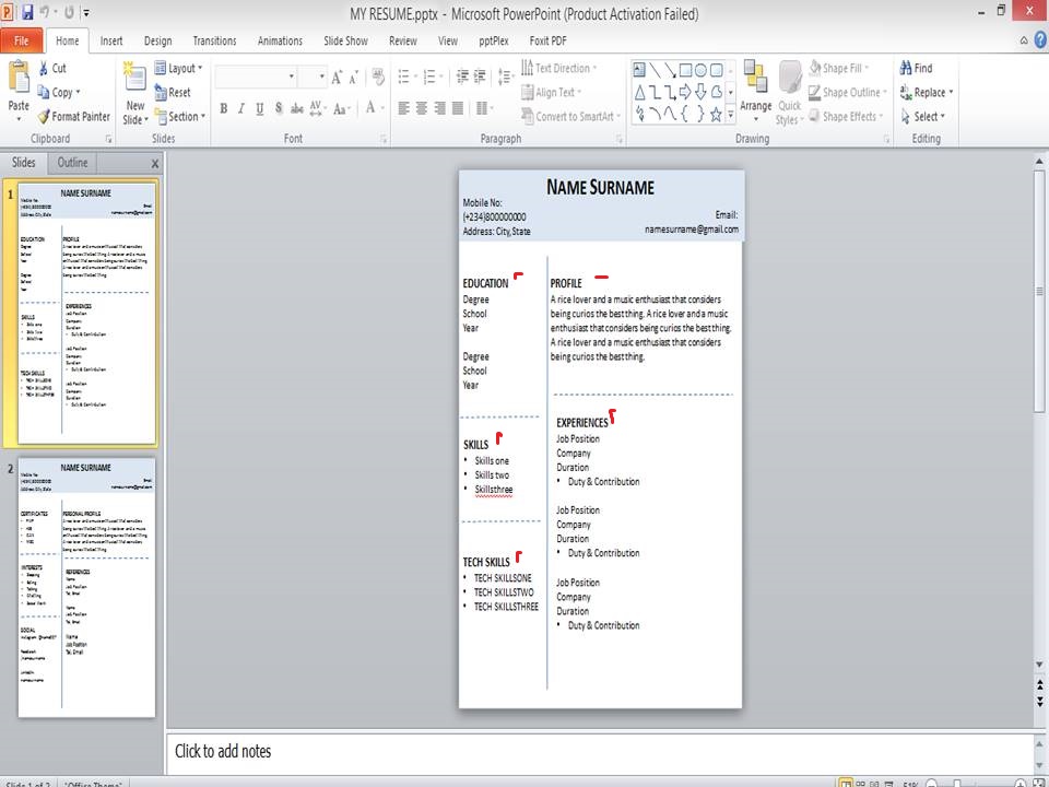 How to Create a Resume Template using Powerpoint