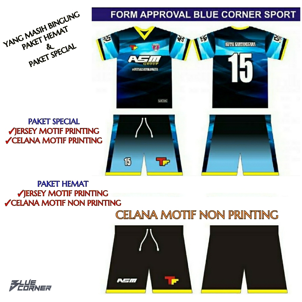 BLUE CORNER SPORT // Jasa Pembuatan Jersey Futsal dan Sepakbola Bandung ...