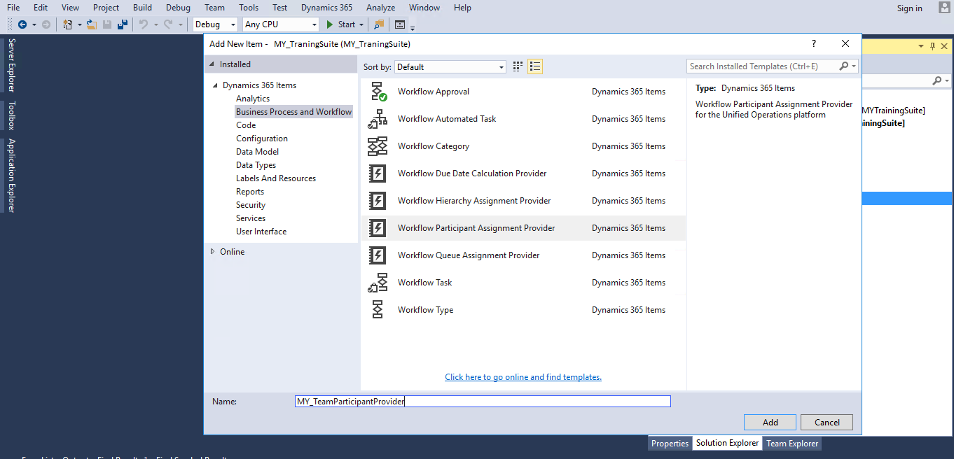 Microsoft Dynamics AX: D365/AX7 - How to create custom workflow participant provider for team