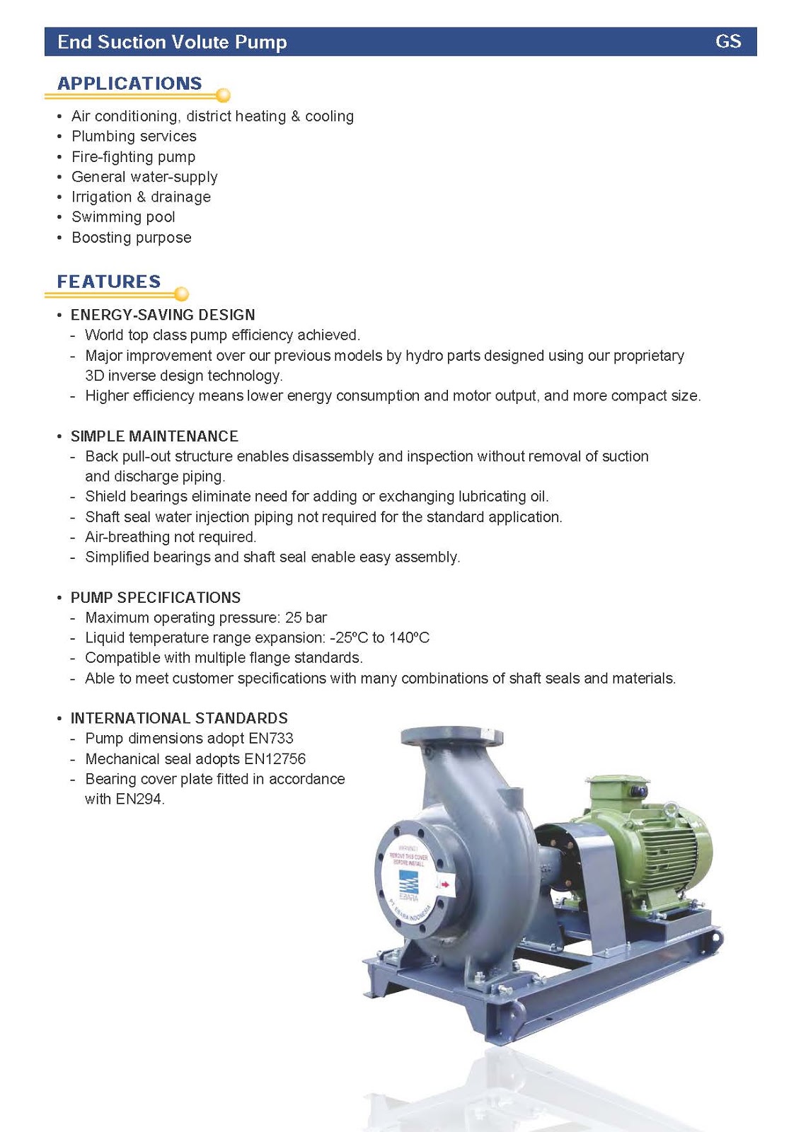 บริษัท มูฟ เอ็นจิเนียริ่ง แอนด์ ซัพพลาย จำกัด: Ebara รุ่น GSตัวแทน ...