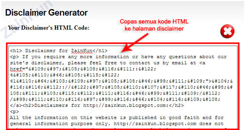 Cara Membuat Halaman Disclaimer Dengan Mudah dan Cepat - ZainKun