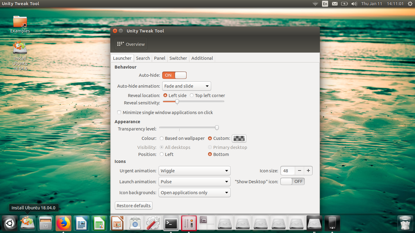 Ubuntu Unity Remix Day 3 Unity Tweak Tool
