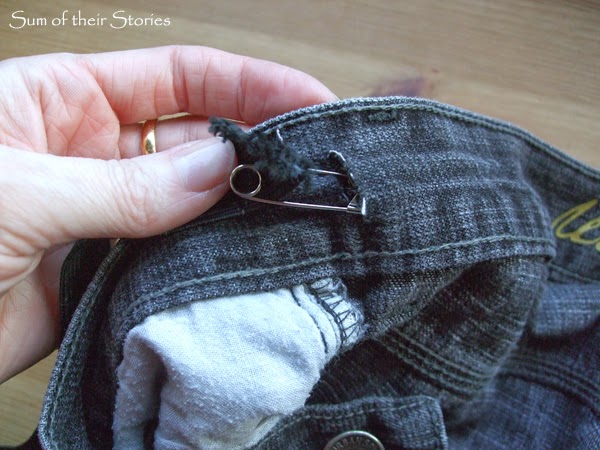 How to insert Elastic into Jeans Waistband - Sum of their Stories