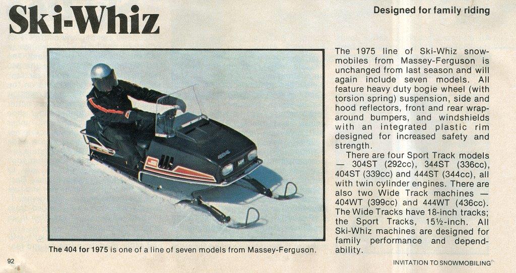 CLASSIC SNOWMOBILES OF THE PAST: 1975 SKI-WHIZ SNOWMOBILE