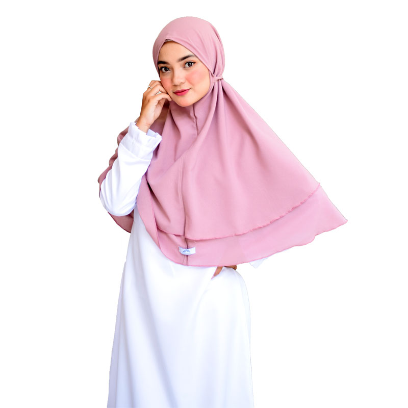 Hijab 2 Layer Syari Bahan Diamond Crepe - Mauve