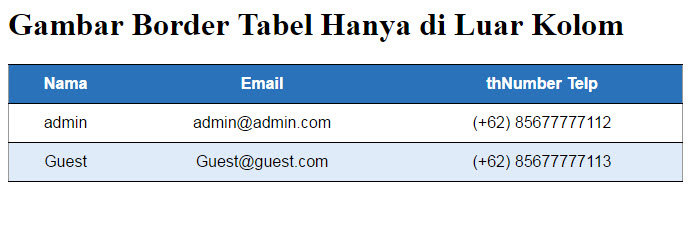 Cara Membuat Border Tabel Hanya di Tepi Luar Dengan Style CSS dan HTML