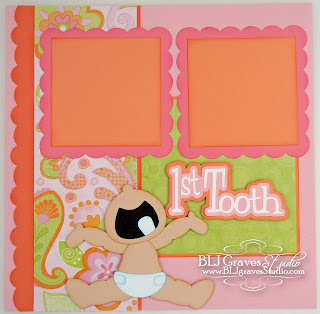 BLJ Graves Studio: First Tooth Baby Girl Scrapbook Layout