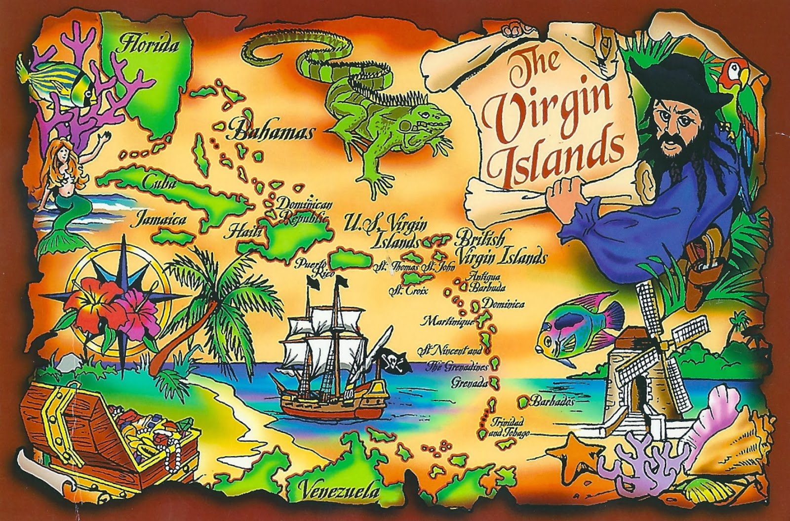 My Favorite Views: Virgin Islands - Map with Pirate
