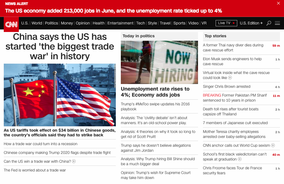 140 157 | U.S. vs. China Trade War headlines, July 6, 2018 +Immigration ...