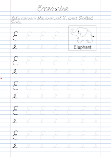 To print // activity Vowel "E" dotted in PDF