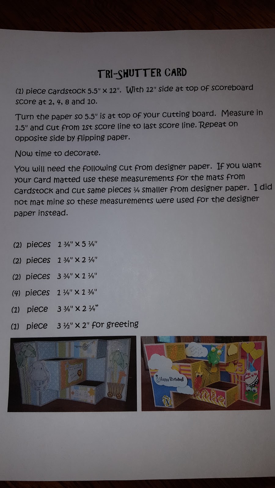 SIMPLY CARDS: TRI-SHUTTER CARD INSTRUCTIONS