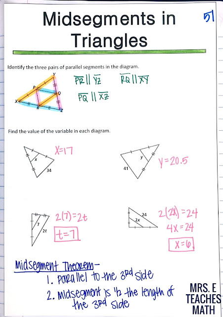 Relationships in Triangles INB Pages | Mrs. E Teaches Math