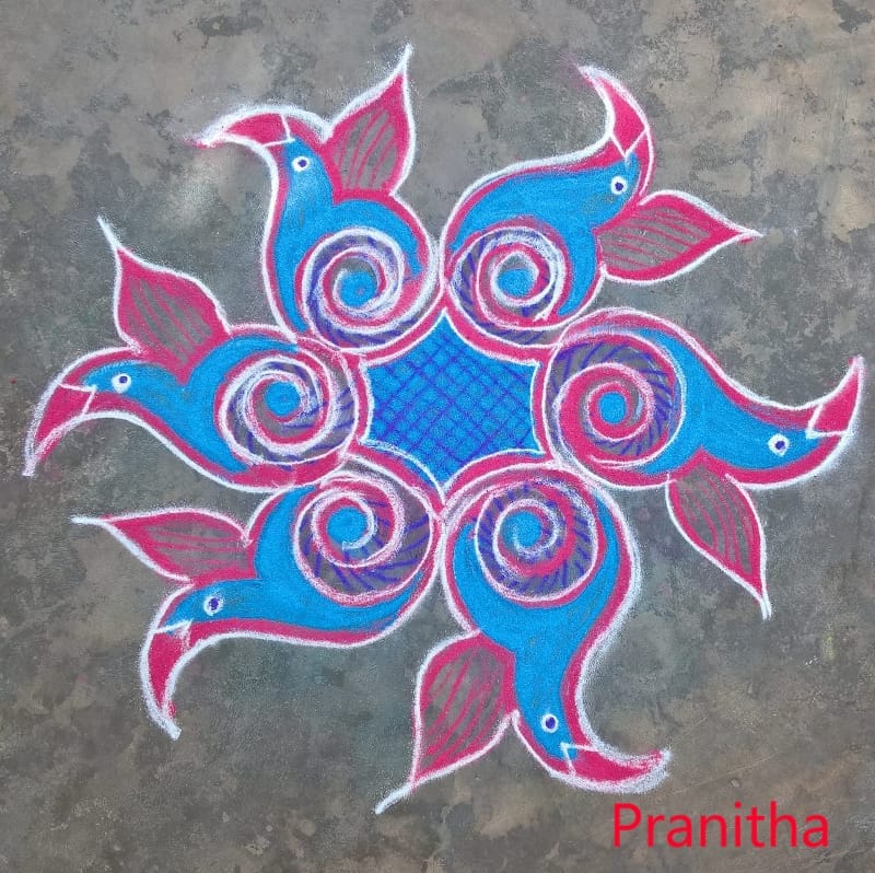 TELUGU WEB WORLD: PALLAVI V SWAMI AND OTHER ARTISTS FREEHAND RANGOLI ...