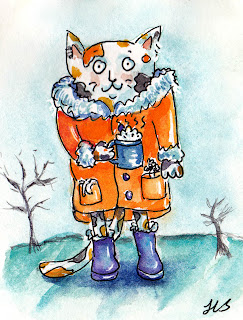 Heather Soodak Illustration: Cold Cat: Sketch of the Day