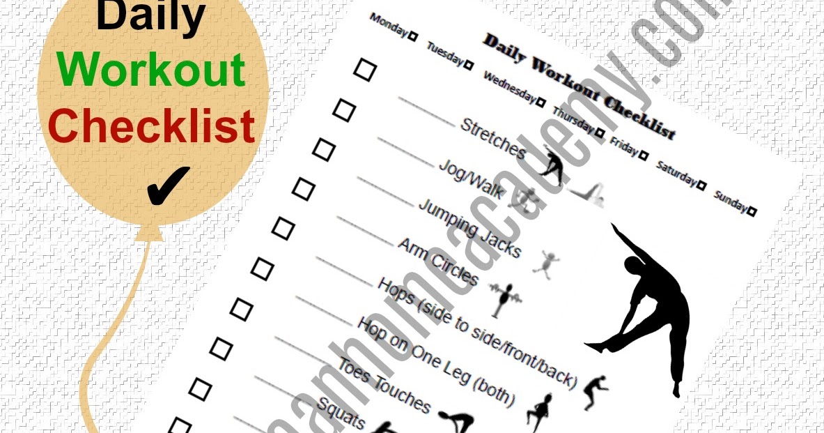 FREE Daily Workout Checklist Printable ~ Ihsaan Home Academy