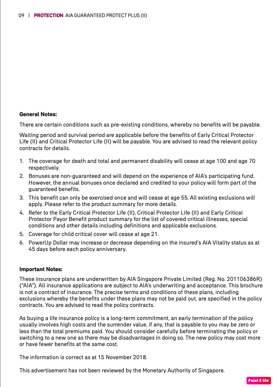 Insurance Brochure: AIA GUARANTEED PROTECT PLUS (II)