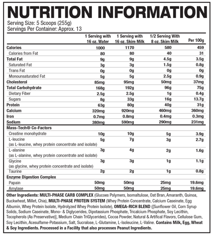 Thực phẩm thể thao: Thông tin sản phẩm Mass Tech 7lbs