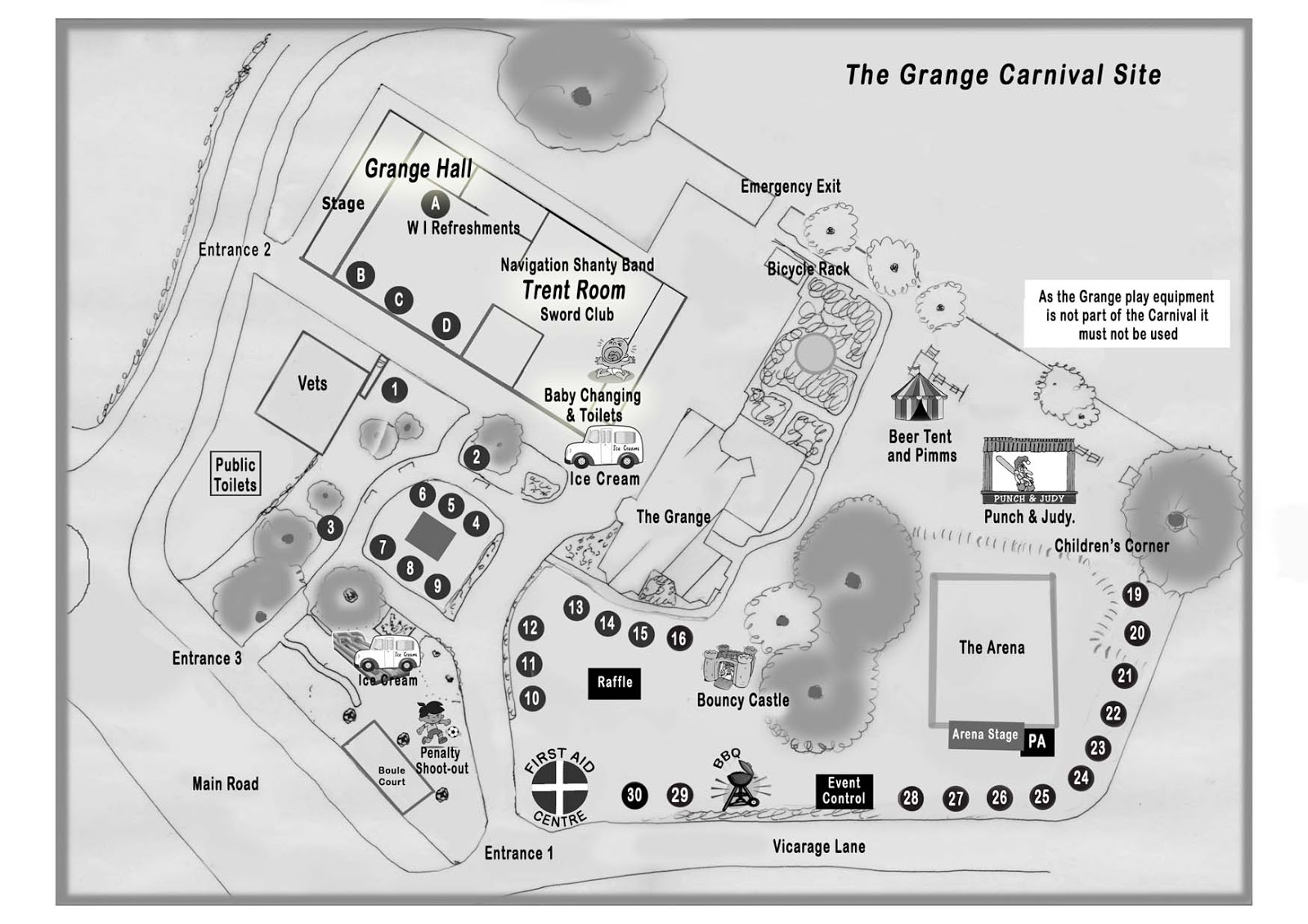 radcliffeontrentcarnival: Radcliffe Carnival 2016 The Grange Site Layout