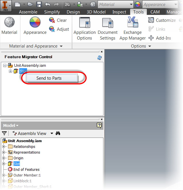 Sending the features to parts