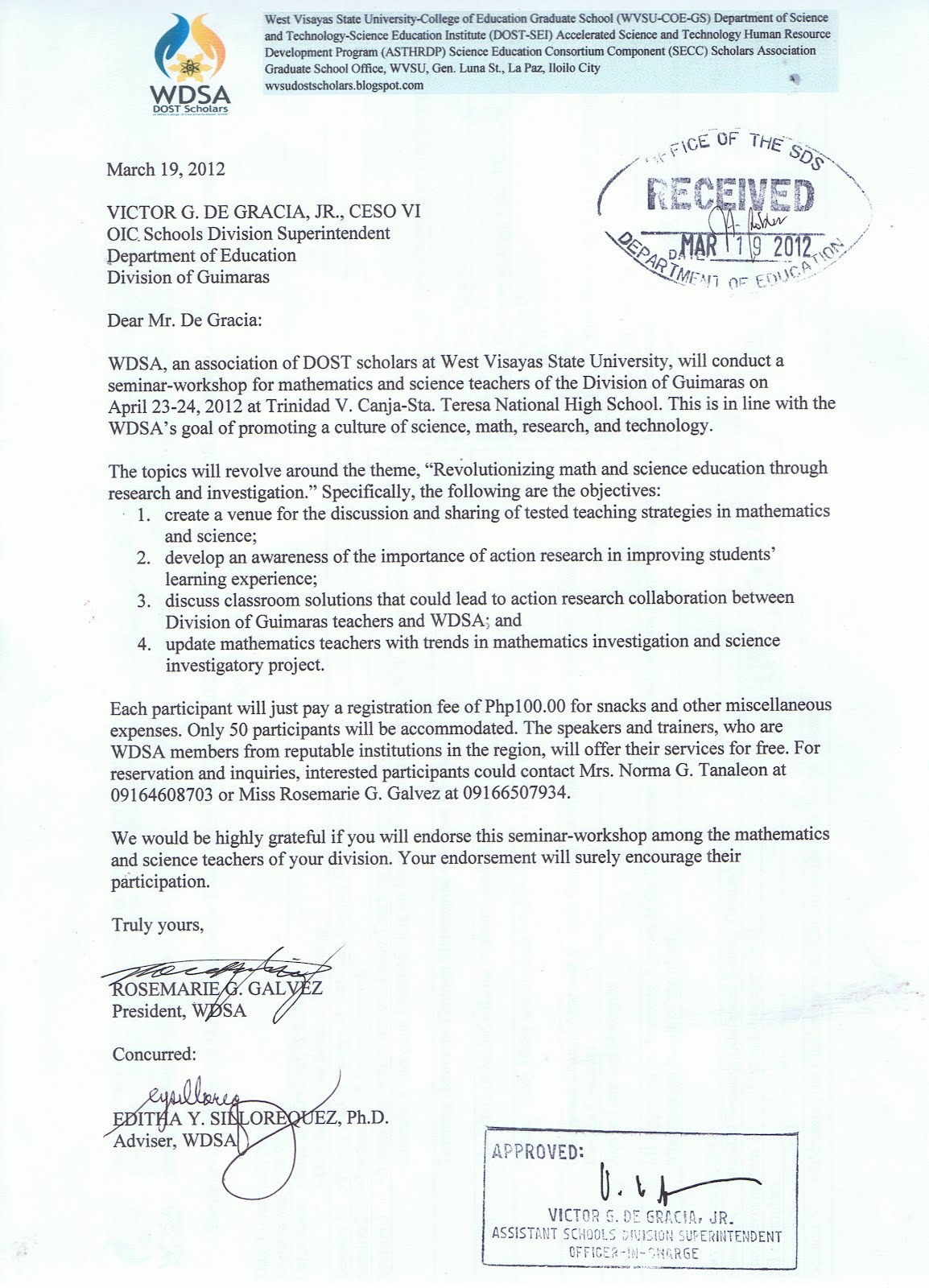 Official Blogsite of the WVSU DOST Graduate School Scholars