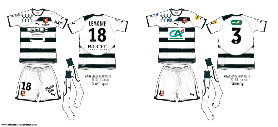 Football teams shirt and kits fan: Stade Rennais away kits/maillots 10-11