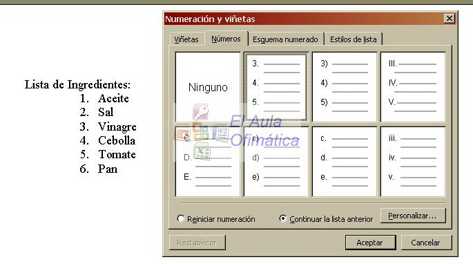 El Aula Ofimática: Crear listas numeradas o viñetas en Word