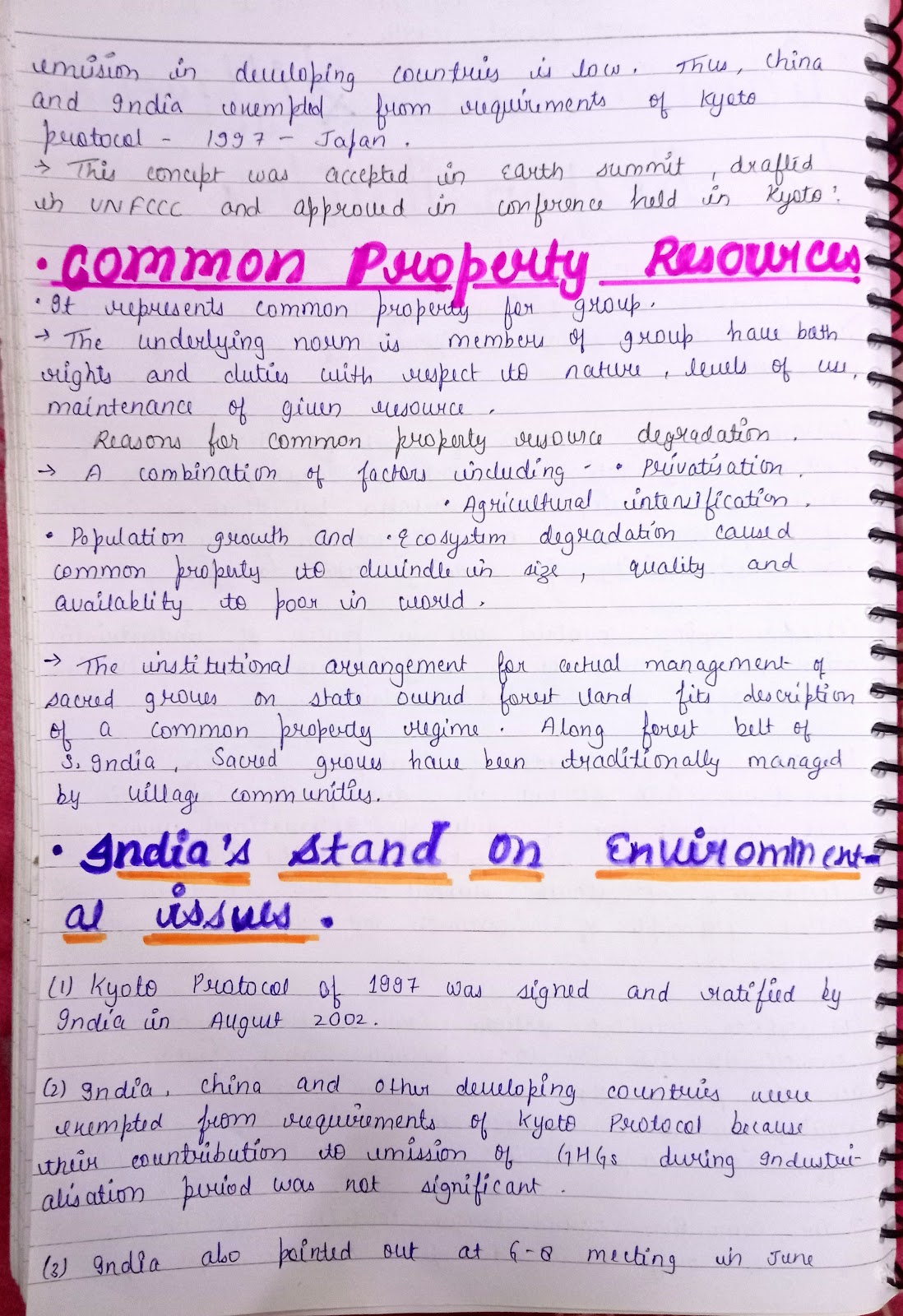 handwritten notes of environment and natural resources-[political ...