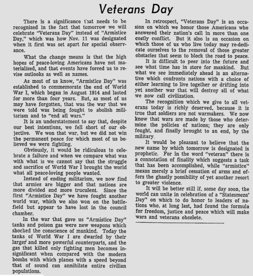 my military history research interests: Veterans Day - Armistice Day