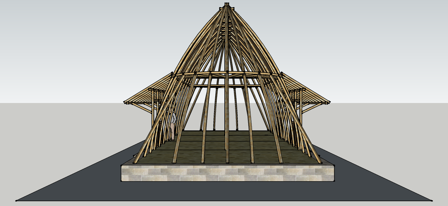 rumahSKETCH IDea: Balai Warga 6x12 M2 Konstruksi Bambu 3D Model