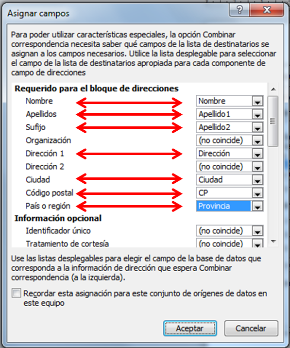 témporaExcel: Combinar correspondencia Word - Excel