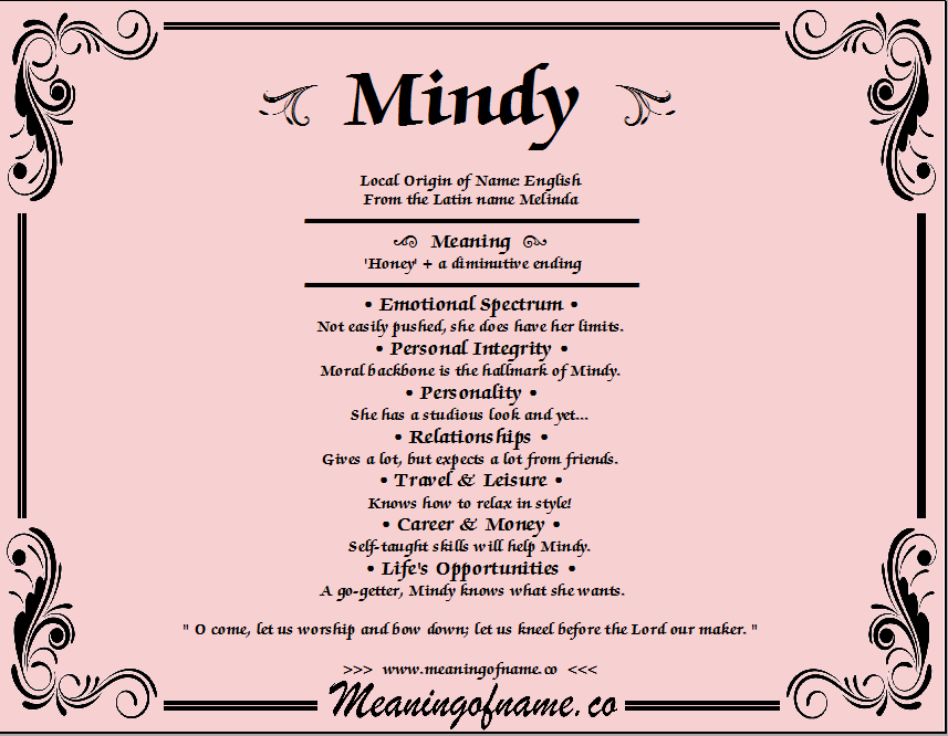Mindy - Meaning of Name