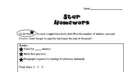 An Apple For The Teacher: Three Star Homework - WBT Universal Homework ...