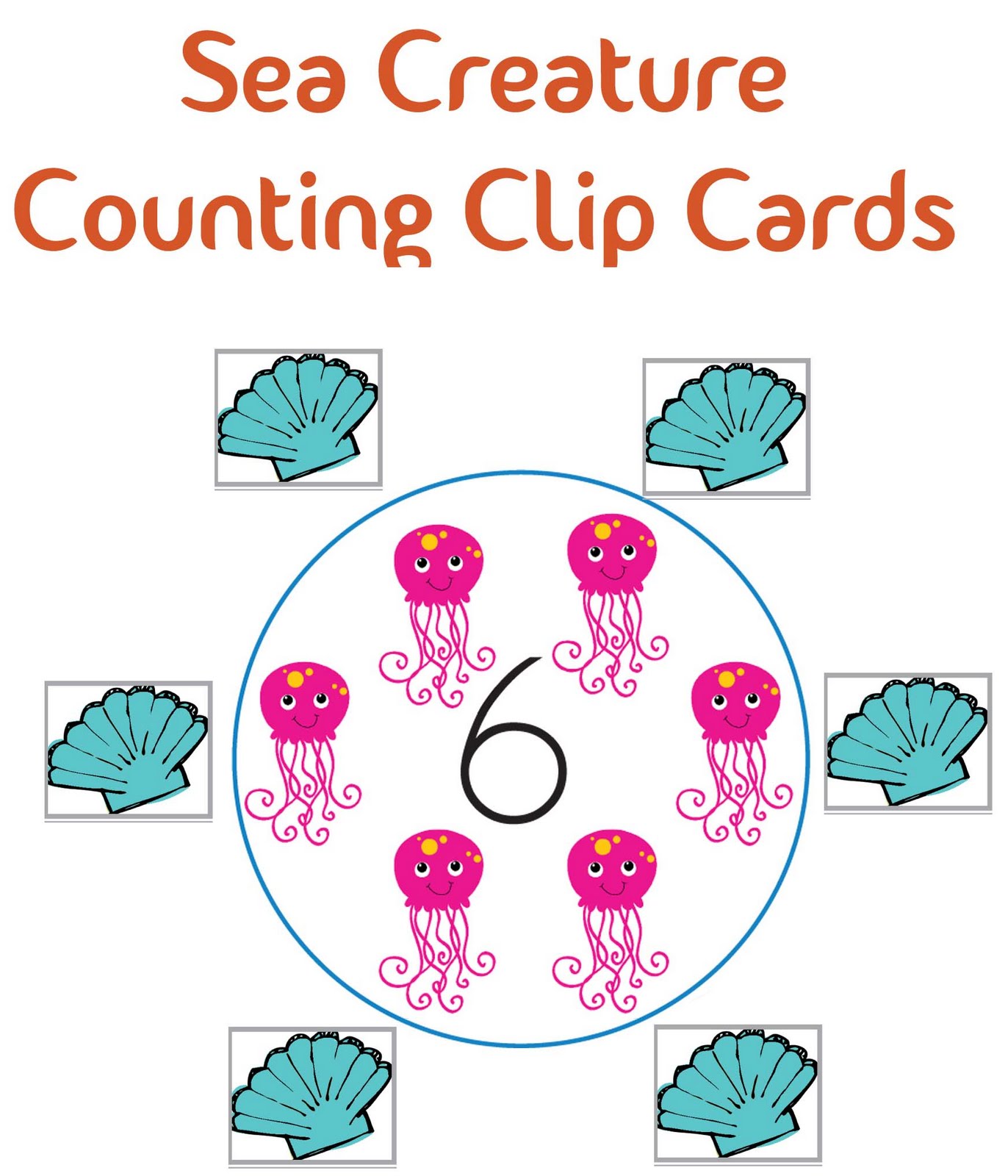 Little Piles Everywhere: Sea Creature Counting Clip Cards