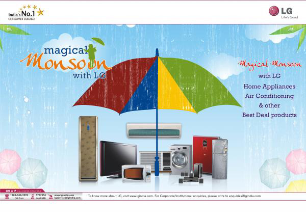 Print Advertisement idea, design, creative: Monsoon Offer Ad