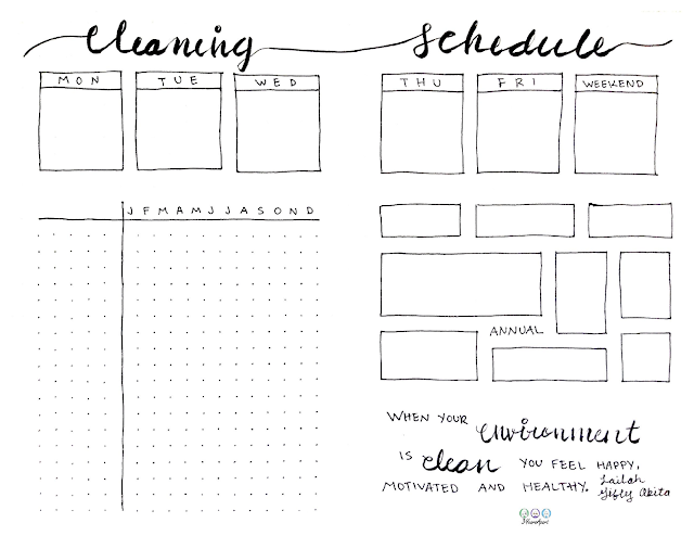 Cleaning Schedule A5 and Half Letter | Printable Bullet Journal and ...