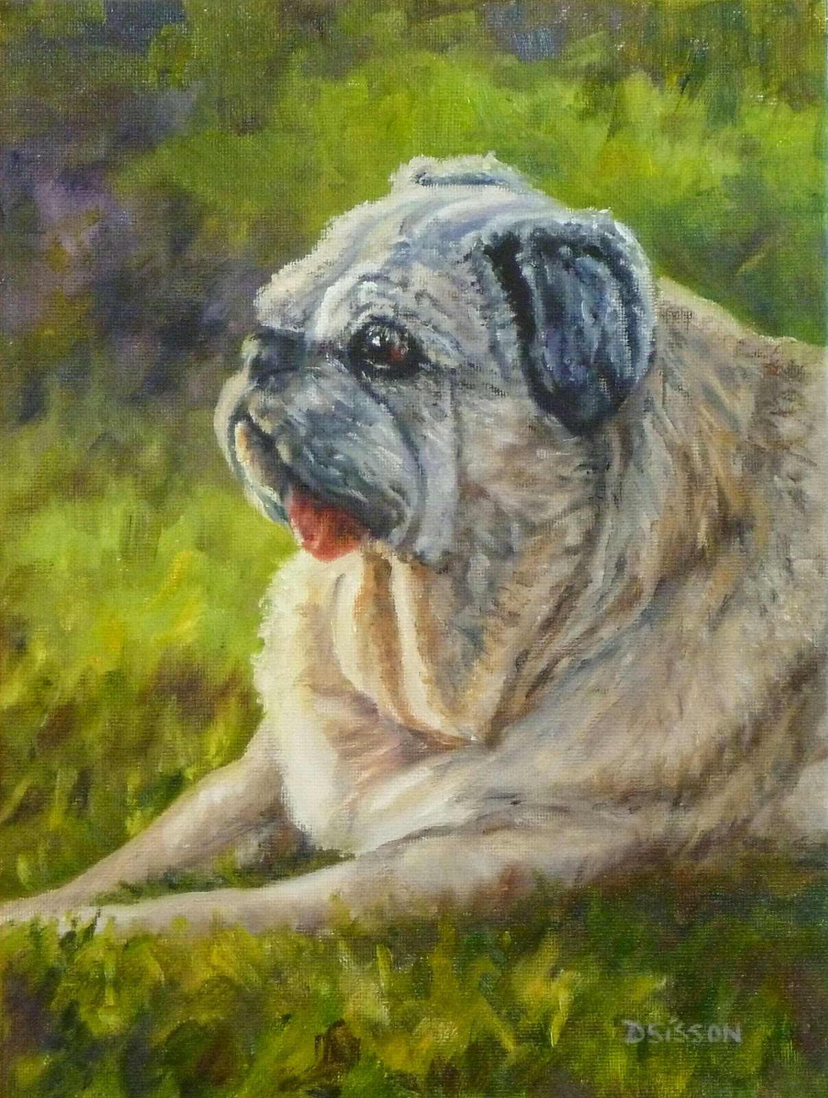 Daily Painting Projects: Wise and Ageless Pug Oil Painting Dog Portrait ...