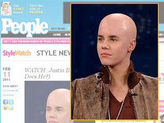 Fica Antenado: Em programa de TV Justin Bieber aparece careca