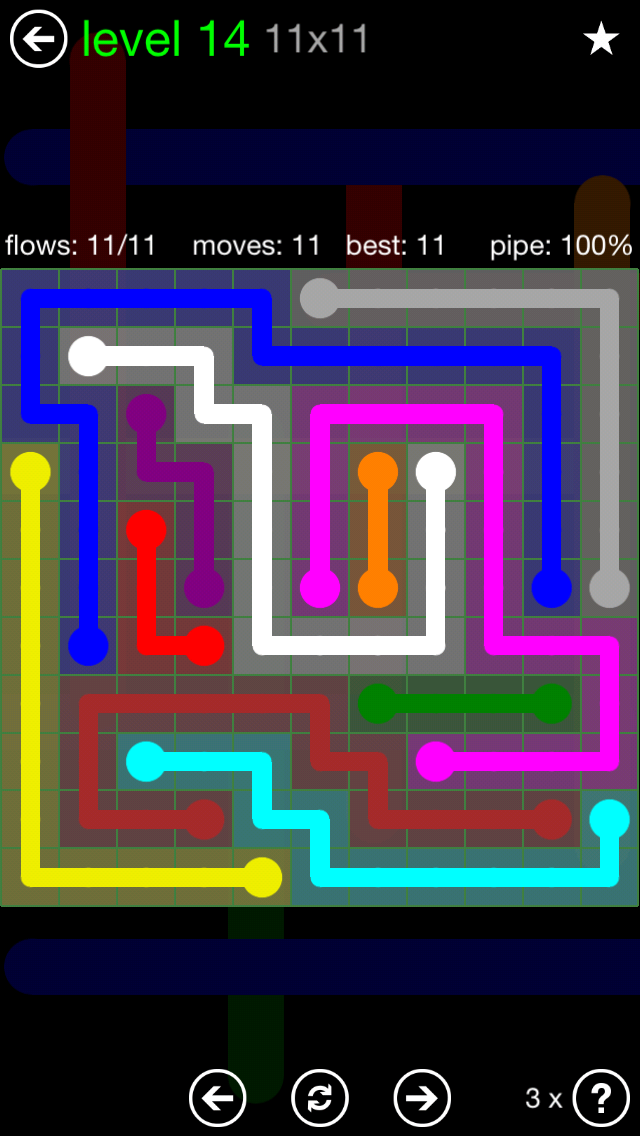 Flow-Free-Solutions (Çözümleri): 11x11 Mania (Levels 1-30)