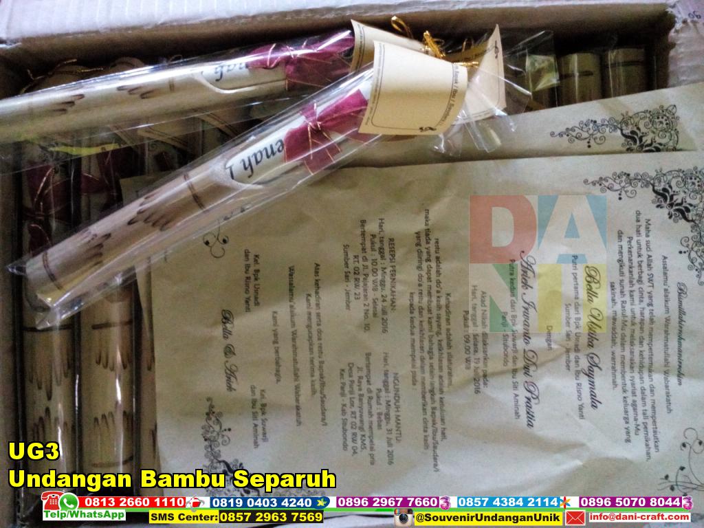 Undangan Bambu Separo, Undangan Gulung Bambu Separuh | Souvenir Pernikahan