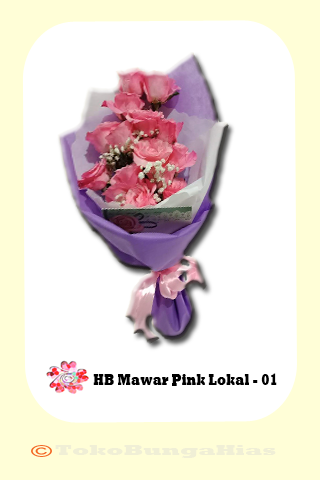 Buket Bunga Mawar Pink BSJ Florist