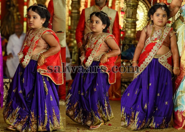Baby in Purple Half Saree - Indian Dresses