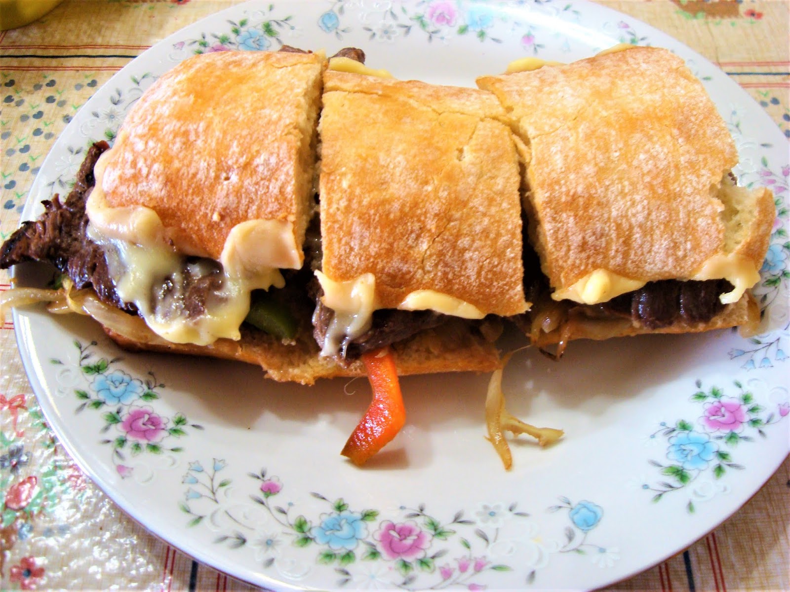 LA COCINA DEL POLLO: PEPPER STEAK SANDWICH ON CIABATTA BREAD