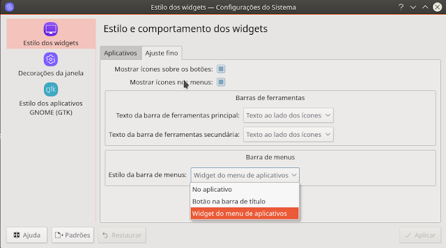 Global menu no KDE Plasma
