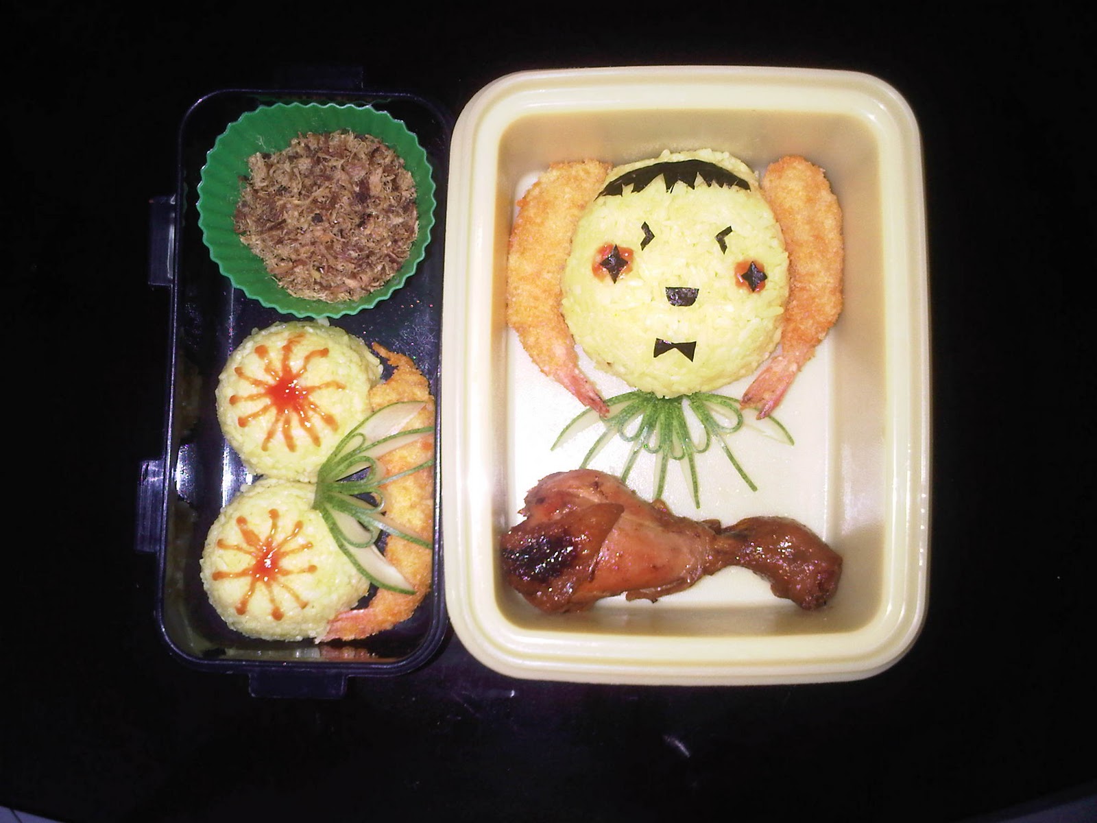 Japanese Bento Picture and Ideas: Bento Nasi Kuning Muka Lucu