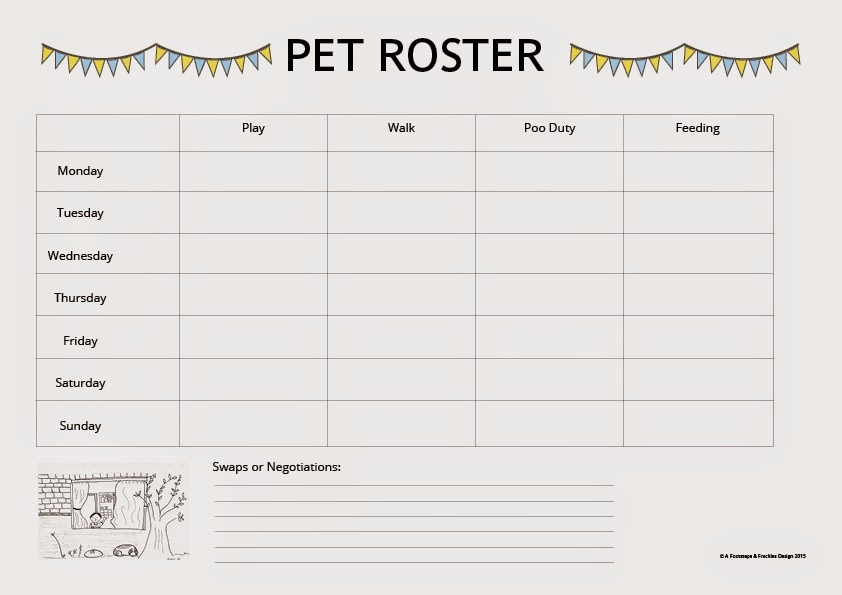 Footsteps and Freckles: Dog Duty (and pet chart!)