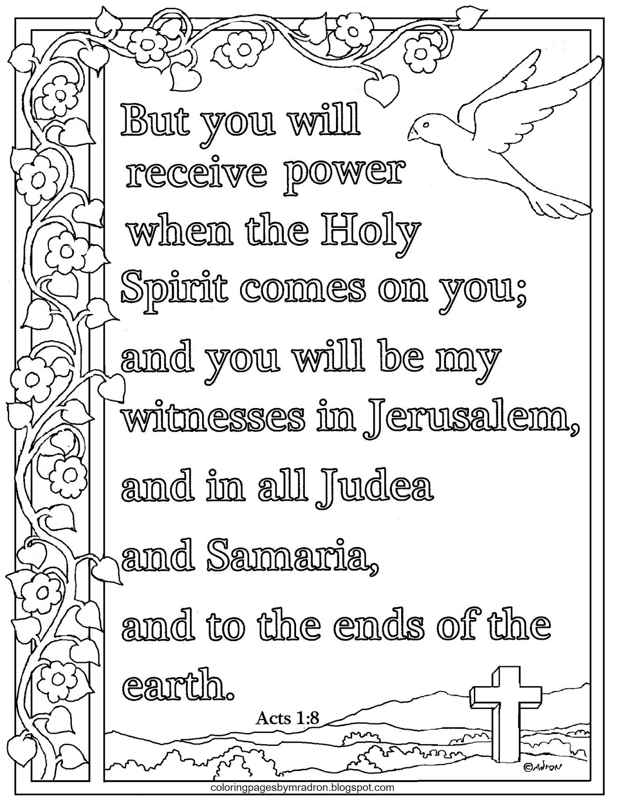 Coloring Pages for Kids by Mr. Adron: Acts 1:8 Print and Color Page ...